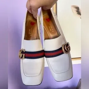 Gucci | Shoes | Gucci Payton Ivory White Gg Logo Faux Pearls Shoes ...